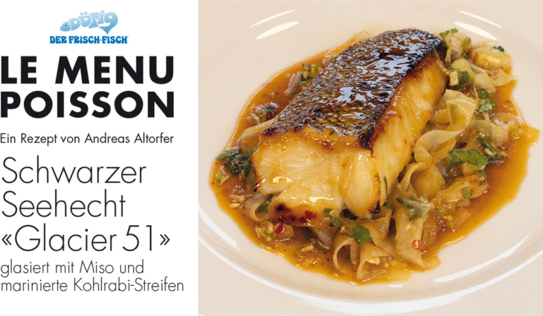 Schwarzer Seehecht «Glacier 51» glasiert mit Miso und marinierte ...